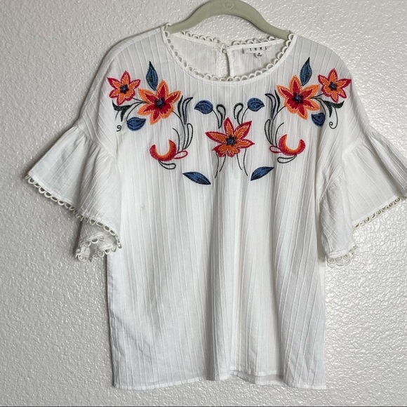 THML | Tops | Thml Floral Embroidered Bell Sleeves Top | Poshmark